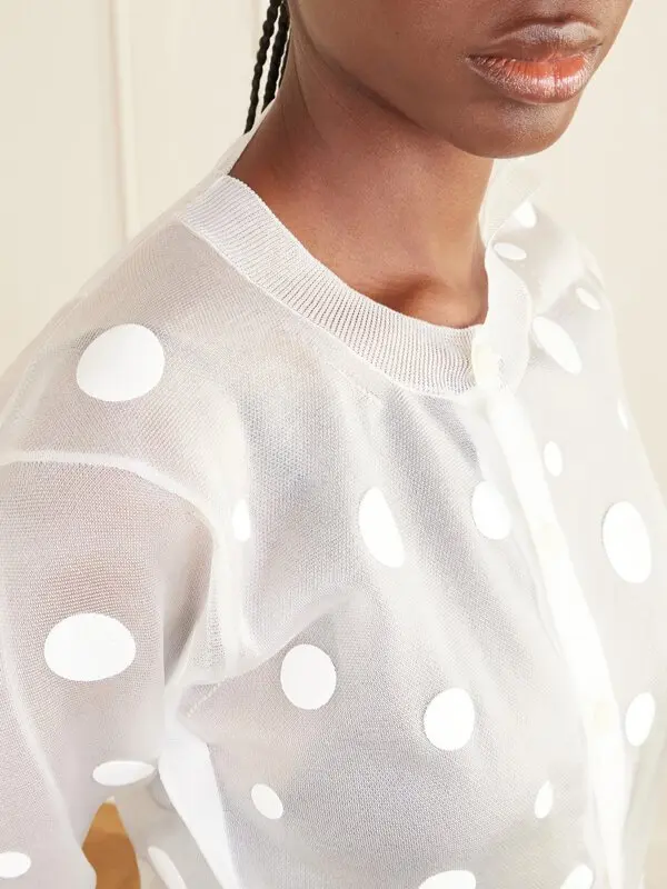 Junya Watanabe Polka-dot Sheer Knitted Cardigan