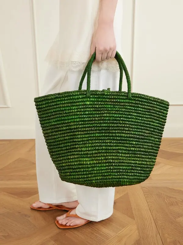 SENSI STUDIO Large Straw Tote - Green