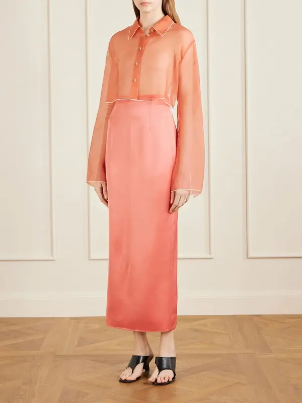 Khaite Fritz Cropped Layered Silk-organza Shirt - Orange