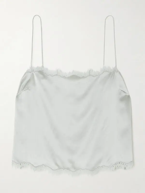 DÔEN Loure Lace-trimmed Silk-satin Top - Gray