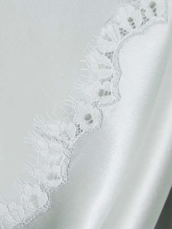 DÔEN Loure Lace-trimmed Silk-satin Top - Gray