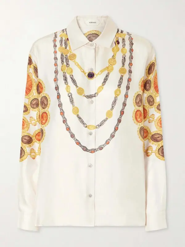 Versace Printed Silk-twill Shirt