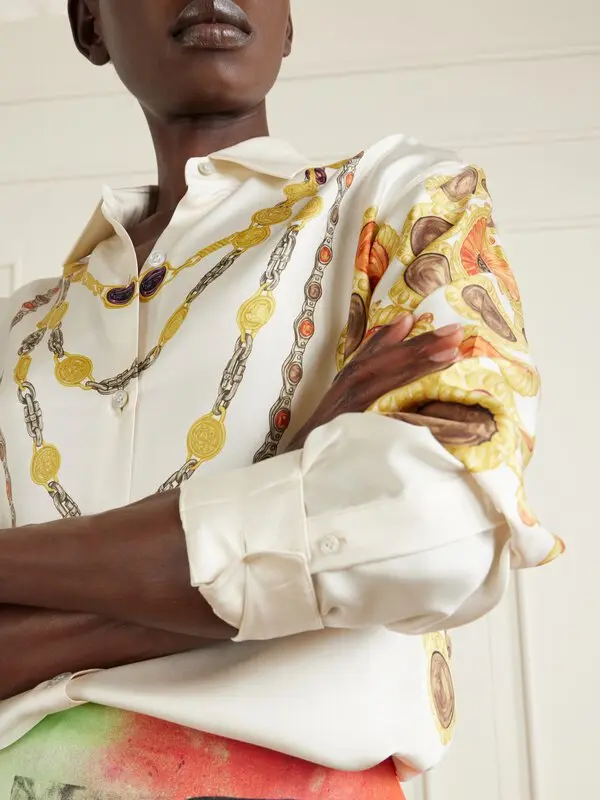 Versace Printed Silk-twill Shirt