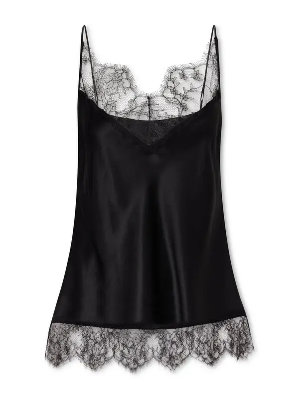 Carine Gilson Lace-trimmed Silk-satin Camisole - Black