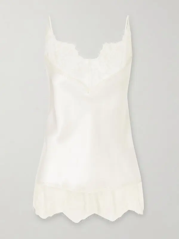 Carine Gilson Lace-trimmed Silk-satin Camisole - Neutrals