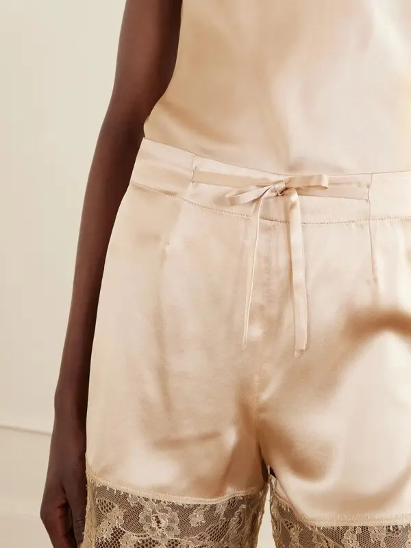 Carine Gilson Lace-trimmed Silk-satin Shorts