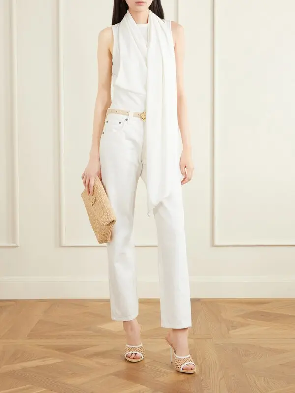 Paris Texas Lidia 105 Straw Mules With Leather Trim