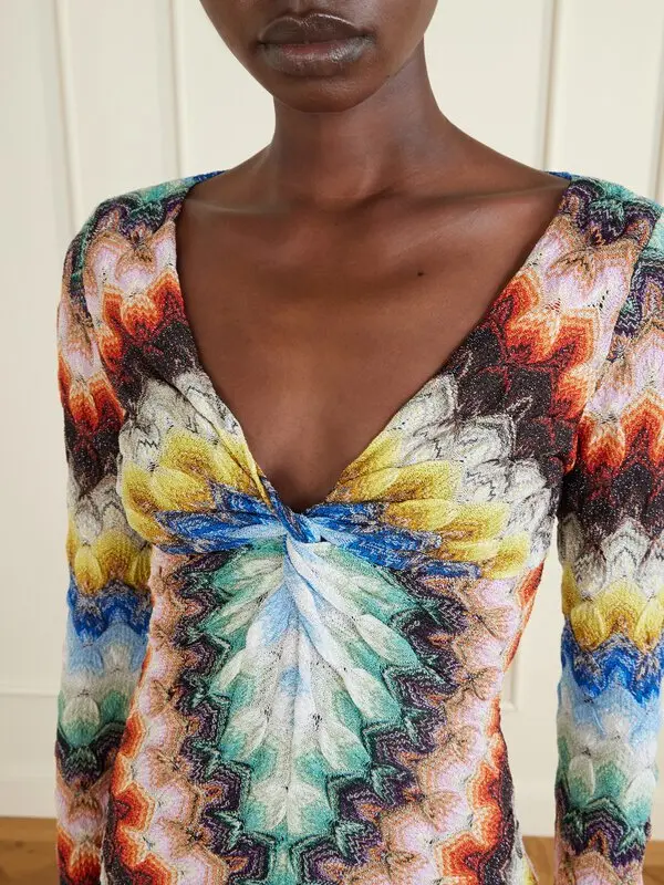 Missoni Metallic Crochet-knit Mini Dress