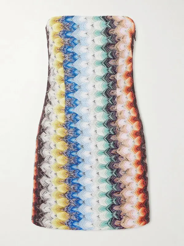Missoni Strapless Striped Crochet-knit Mini Dress - Black