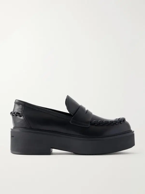 GIANVITO ROSSI Yuna Braided Leather Loafers
