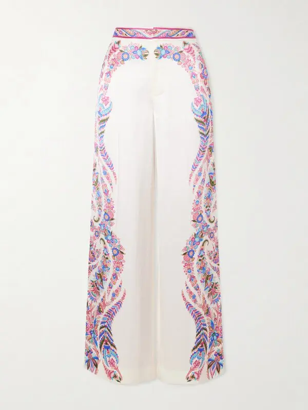 Etro Floral-print Wide-leg Crepe Trousers