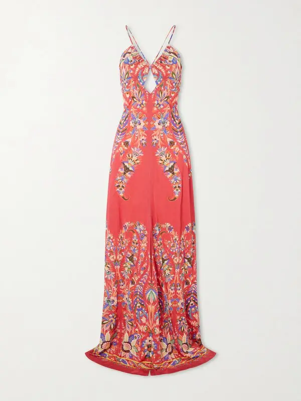 Etro Floral-print Crepe Maxi Dress - Red