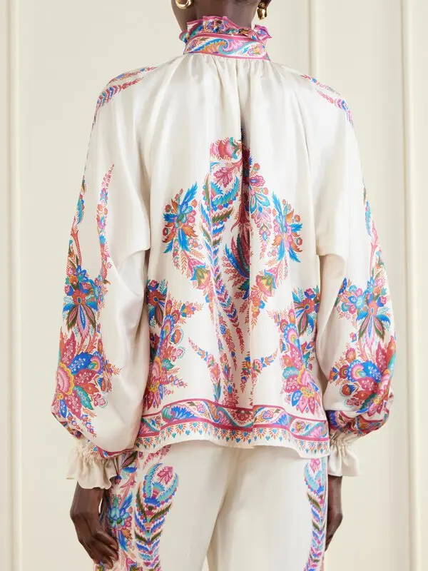 Etro Paisley-print Silk Blouse With Pussy-bow