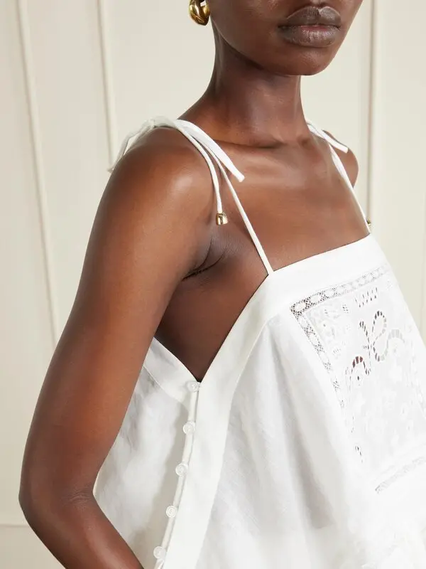 SELF-PORTRAIT Embroidered Ramie Top
