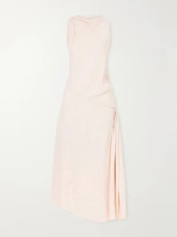 Victoria Beckham Twisted Floral-jacquard Silk Midi Dress - Pink