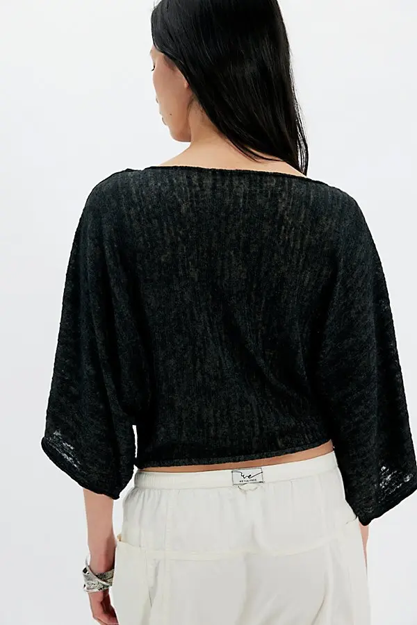 Free People Amber Breeze Off-the-shoulder Sweater - Black