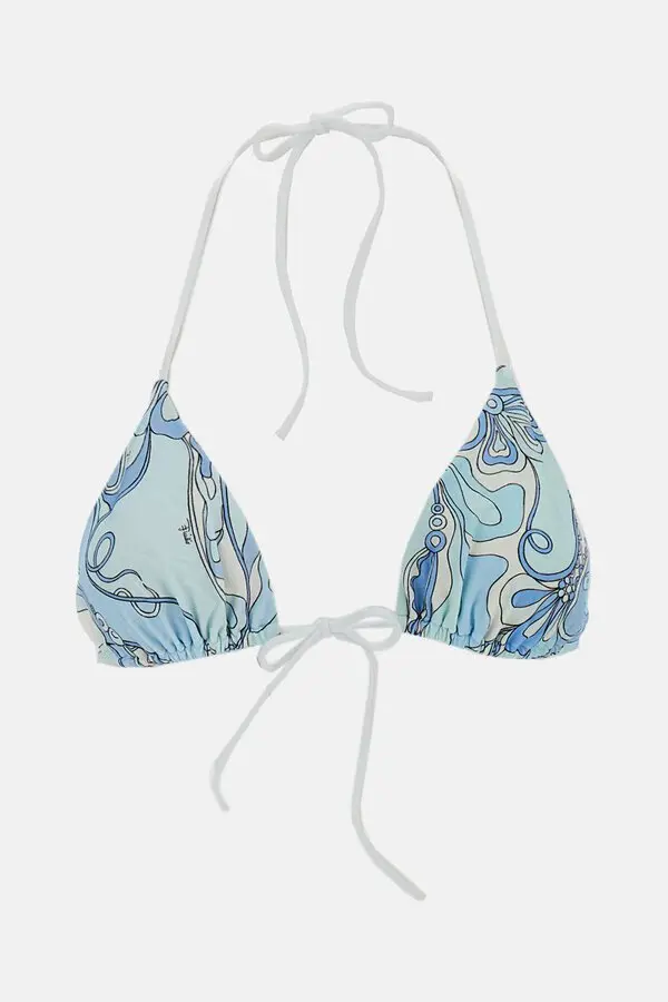 Emilio Pucci Orchid-print Triangle Bikini Top - Sky Blue