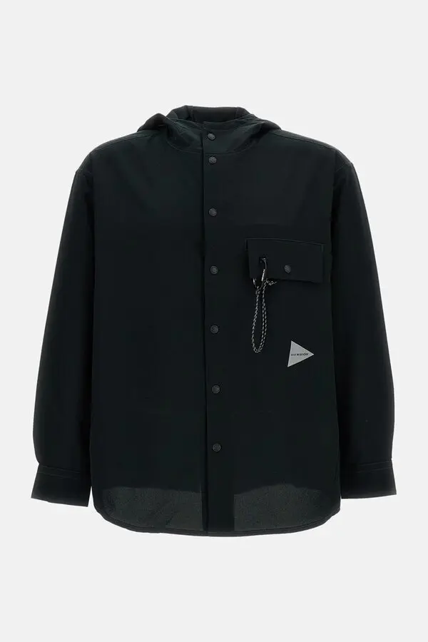 AND WANDER Water-repellent Hooded Jacket - Nero