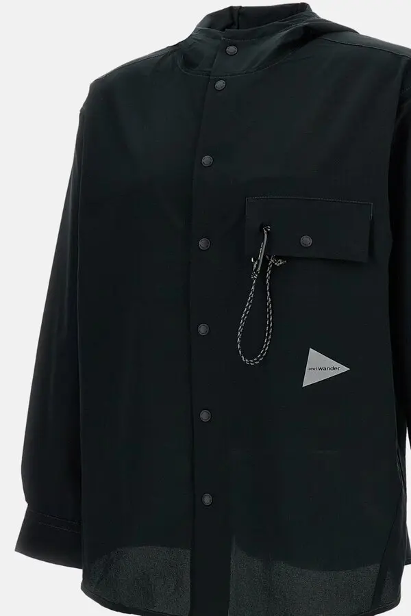 AND WANDER Water-repellent Hooded Jacket - Nero