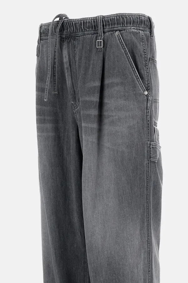 WOOYOUNGMI Denim Trousers With Drawstring - Grigio