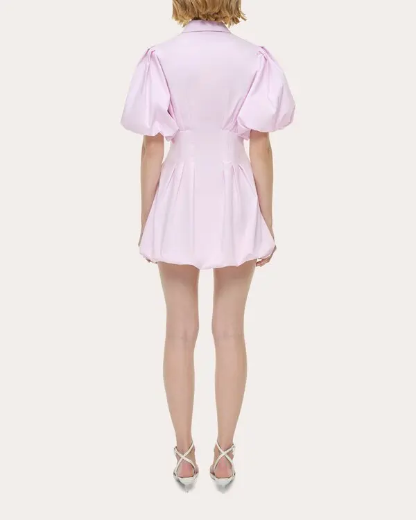Simkhai Cleo Poplin Puff-sleeve Shirt Dress - Pink