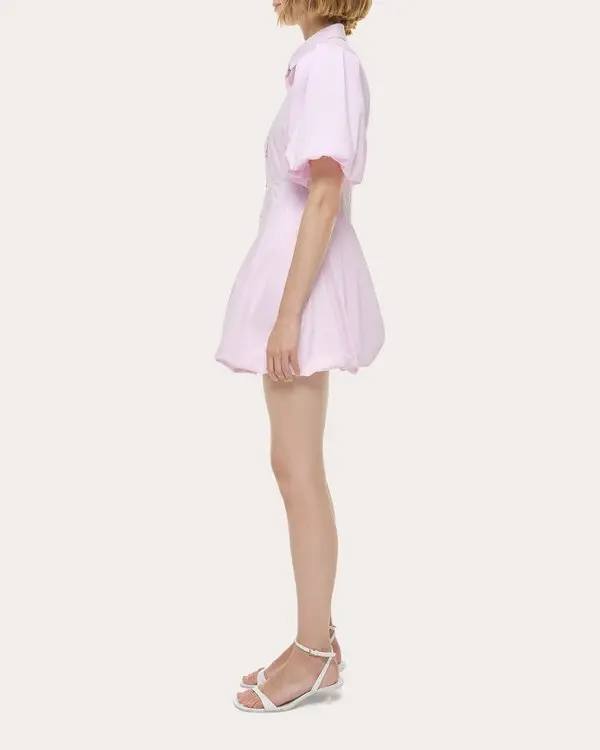 Simkhai Cleo Poplin Puff-sleeve Shirt Dress - Pink