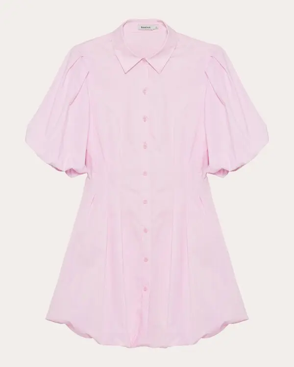 Simkhai Cleo Poplin Puff-sleeve Shirt Dress - Pink