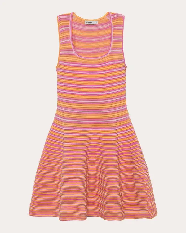 Simkhai Cally Stripe Knit Fit & Flare Mini Dress - Orange
