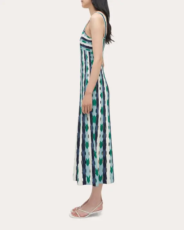 Simkhai Christina Stripe Eyelet Knit Midi Dress - Multicolor