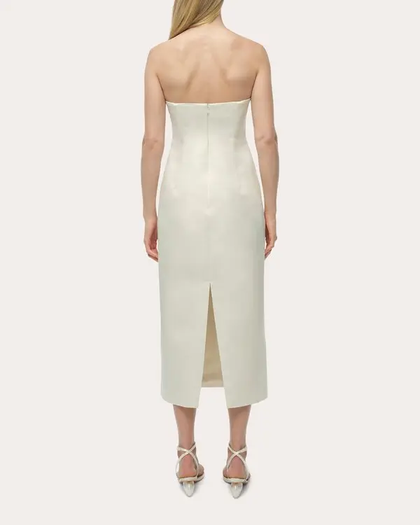 Simkhai Enid Satin Bustier Strapless Midi Dress