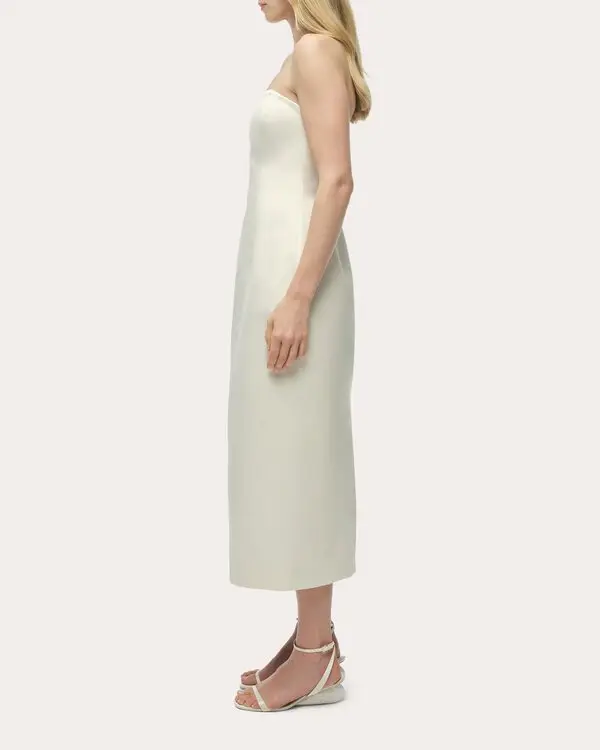 Simkhai Enid Satin Bustier Strapless Midi Dress