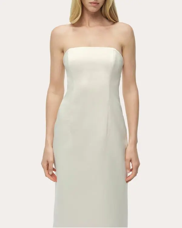 Simkhai Enid Satin Bustier Strapless Midi Dress
