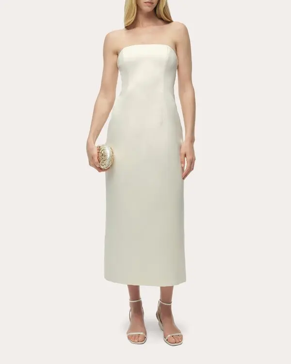 Simkhai Enid Satin Bustier Strapless Midi Dress