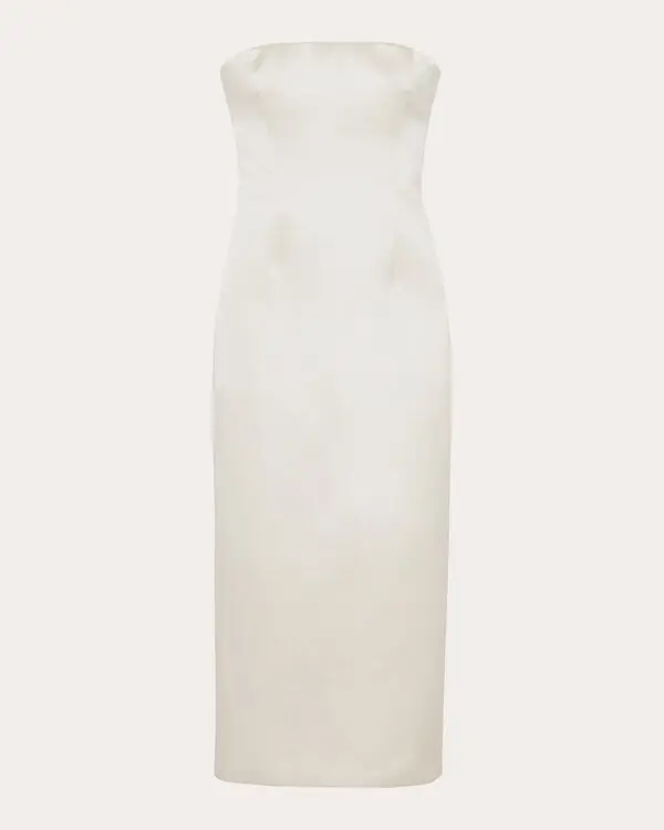 Simkhai Enid Satin Bustier Strapless Midi Dress