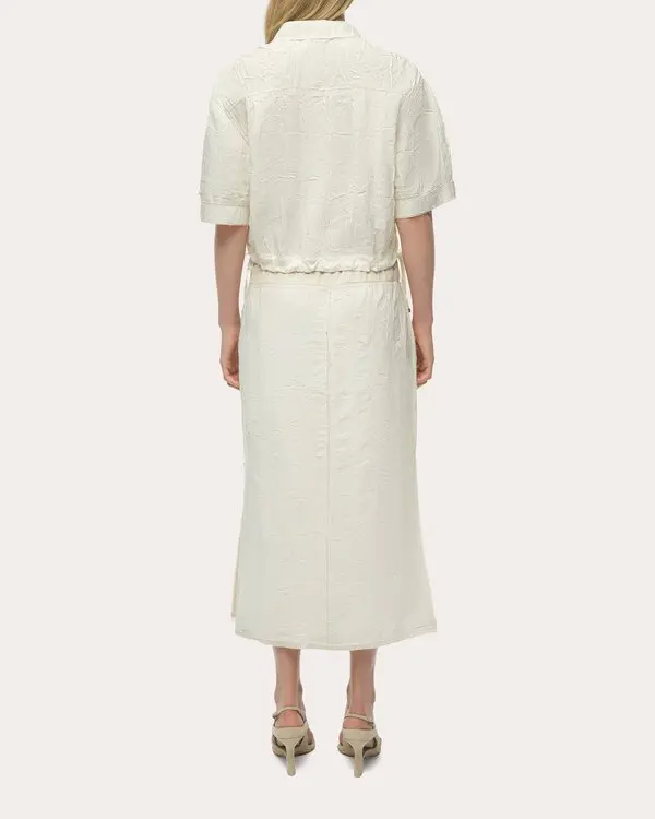 Simkhai Huxen Textured Wave Drawstring Midi Skirt
