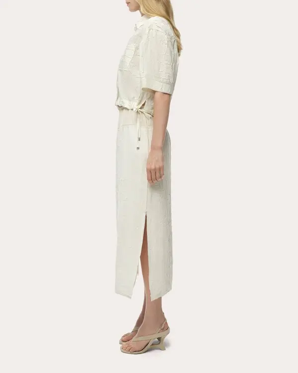 Simkhai Huxen Textured Wave Drawstring Midi Skirt