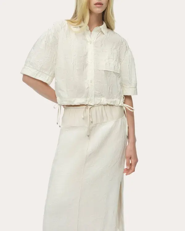 Simkhai Huxen Textured Wave Drawstring Midi Skirt