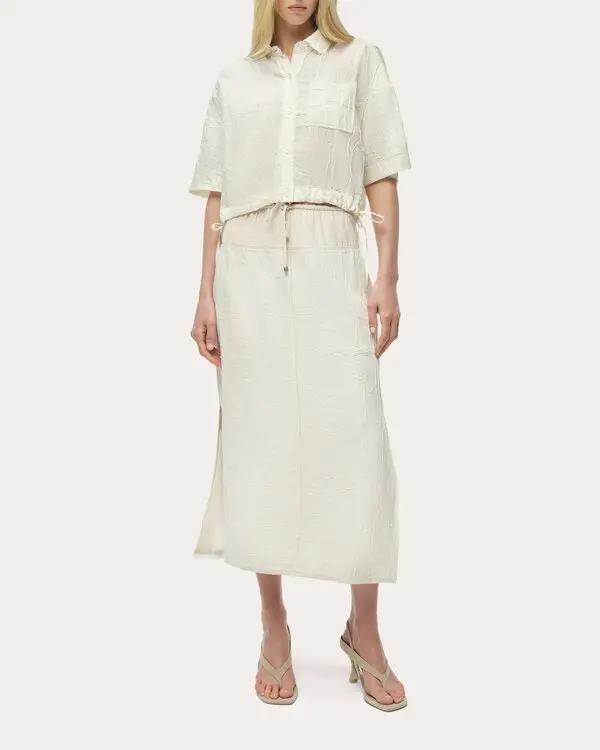 Simkhai Huxen Textured Wave Drawstring Midi Skirt