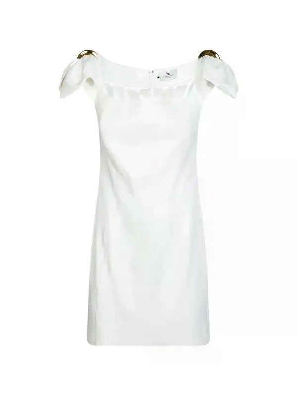 Elisabetta Franchi Off-the-shoulder Mini Dress With Golden Bow Detail