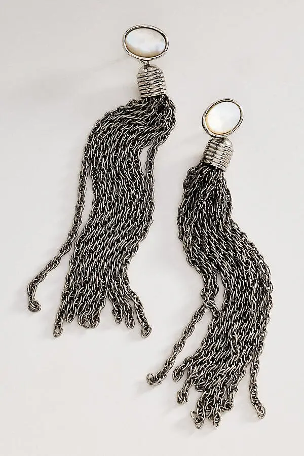 LELET NY Charlotte Tassel Earrings - Rhodium
