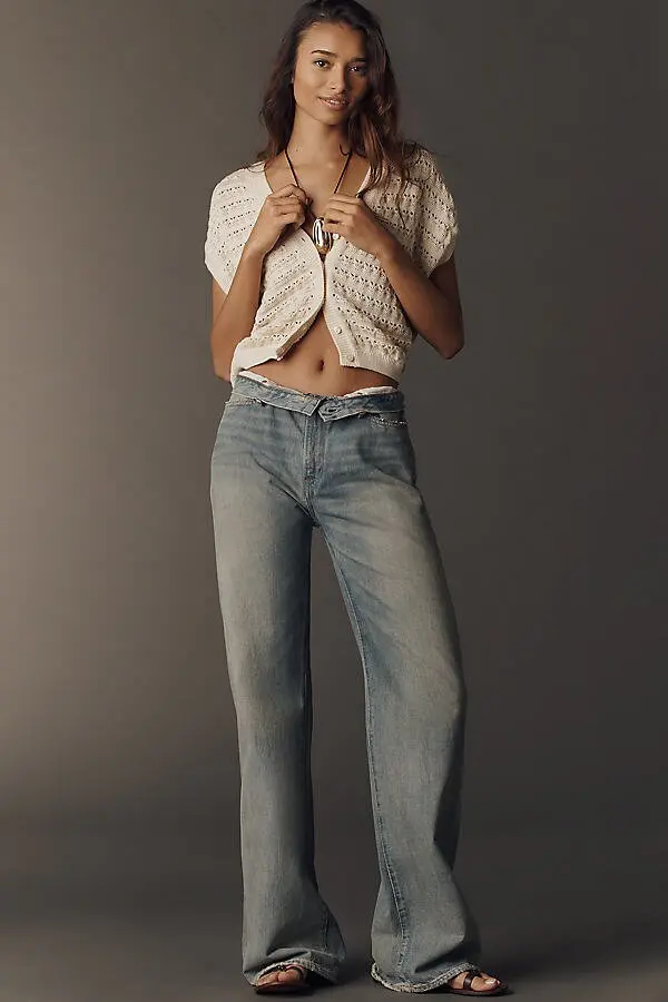 Anthropologie Short-sleeve Cotton Cardigan Top
