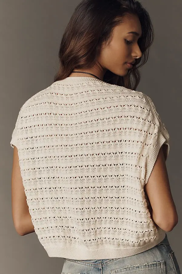 Anthropologie Short-sleeve Cotton Cardigan Top