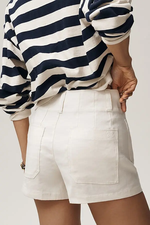 Maeve Colette Linen Stretch High-rise Shorts - Chalk White