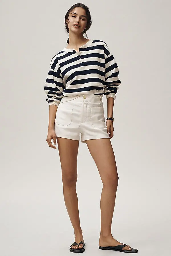 Maeve Colette Linen Stretch High-rise Shorts - Chalk White
