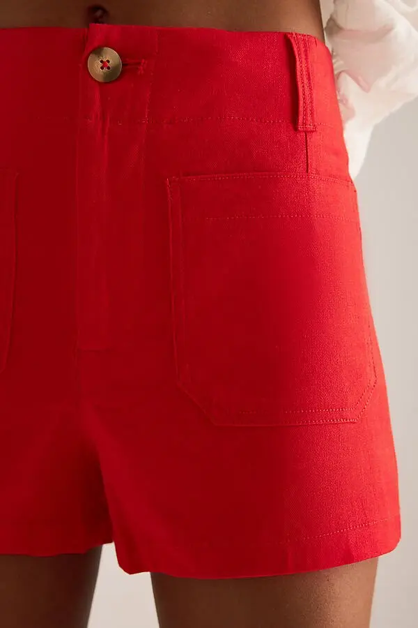 Maeve Colette Len Stretch High-rise Shorts - Cherry Bomb