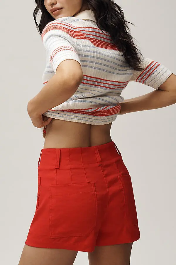 Maeve Colette Len Stretch High-rise Shorts - Cherry Bomb