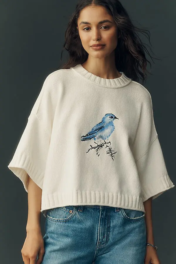 Anthropologie Goldie Cotton Short-sleeve Sweater
