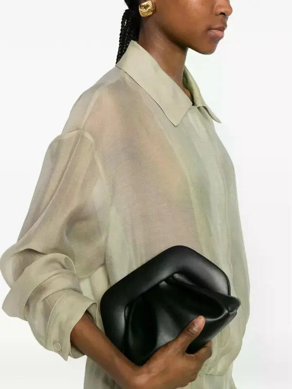 THEMOIRE Small Bios Ruched-top Clutch Bag - Black