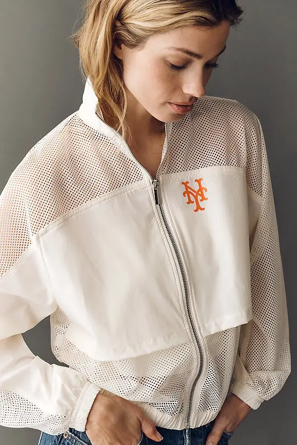 Mitchell & Ness Mlb Long-sleeve Mesh Zip-front Jacket - Mets