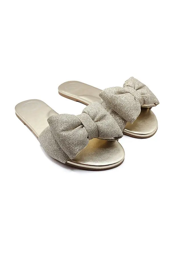 SOLEI SEA Rafie Bow Slide Sandals - Bronze